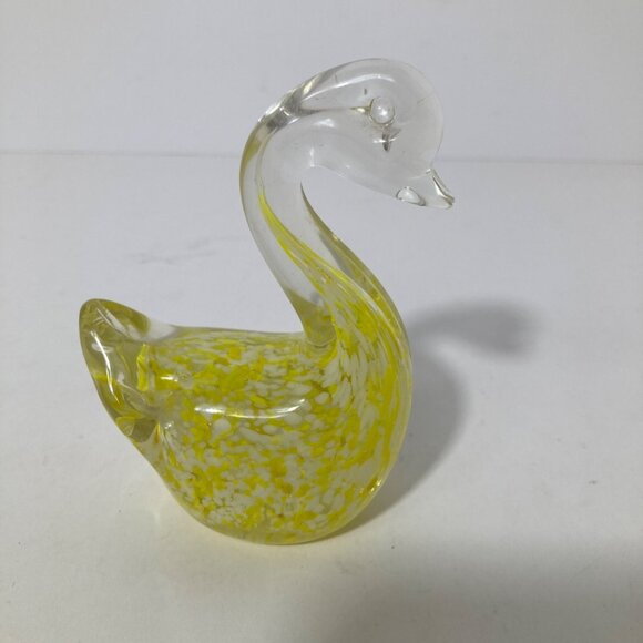 Unbranded | Art | Vintage Mcm Art Glass Swan Clear Yellow White 3 X 4 ...